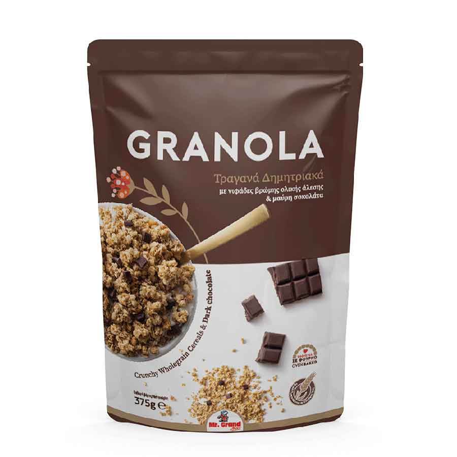 MrGrand Granola Δημητριακά Με Μαύρη Σοκολάτα 375γρ.
