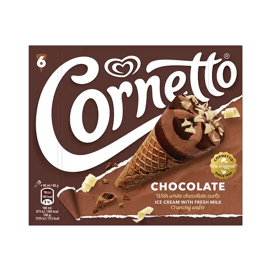 Algida Cornetto Παγωτό Choco 6x60γρ./90ml.